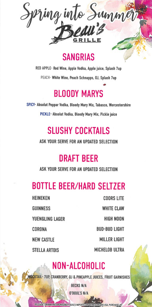 Menu | Beau's Grille